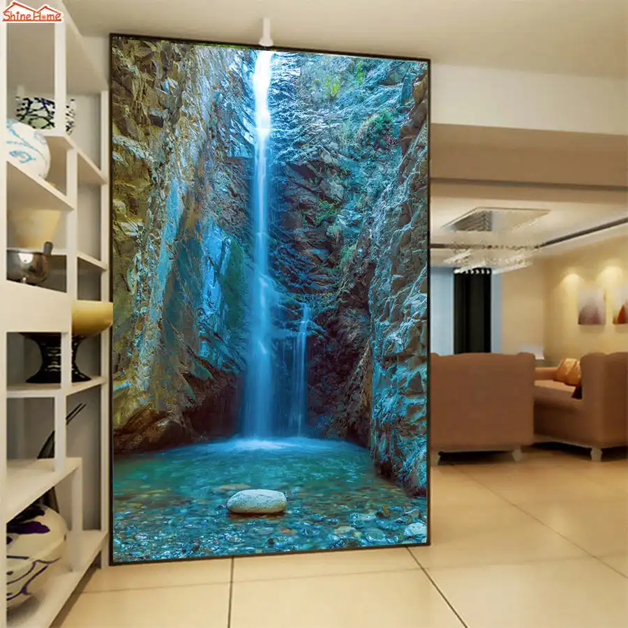 ShineHome Modern Waterfall Natural Wallpaper Roll 3d Wallpapers for ...