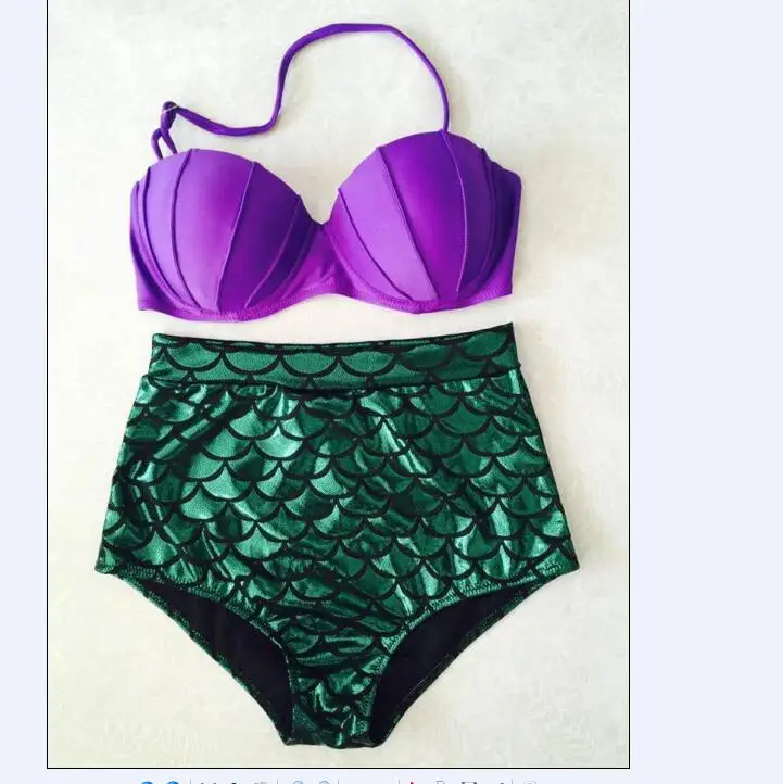 2016 Women Mermaid Swimsuit High Waist Bikini Set Push Up Beach Suit ...