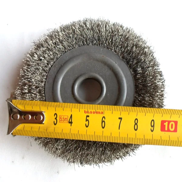 Flat gray stainless steel round wire brush 100 * 16 hole buff polish ...
