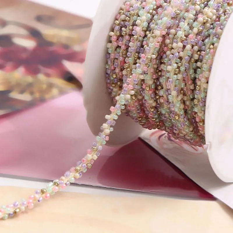 4/15 Meters / Lot 5mm Wide Braided Mix Color Bead Chain Trim Diy Craft ...