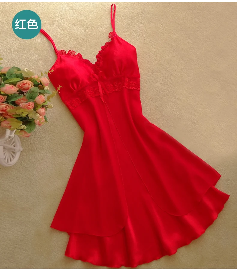 Summer Silk Sling Sleeping Lingerie Lace Sexy Summer Ice Skirt Thin