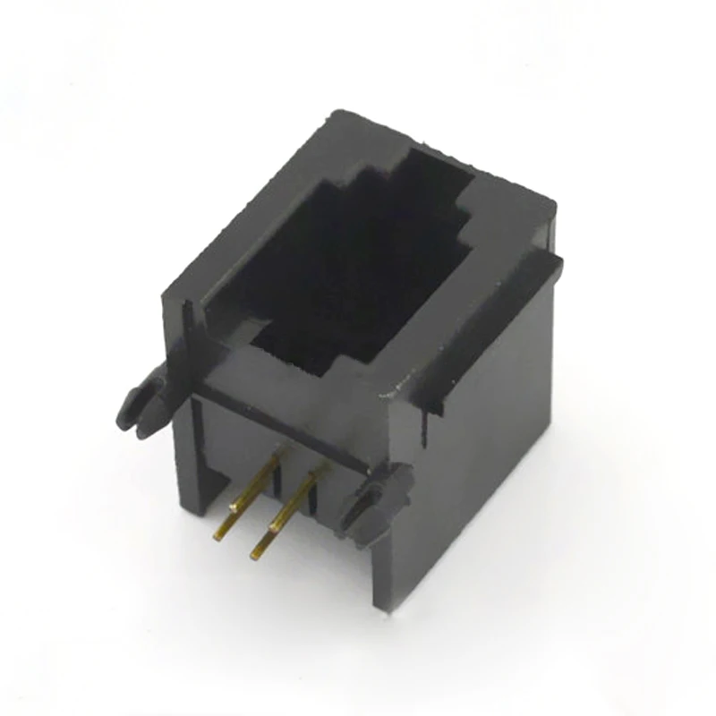 10pcs Rj11 Connector Female Telephone Socket Adapter 616pcb-4p4c Black ...