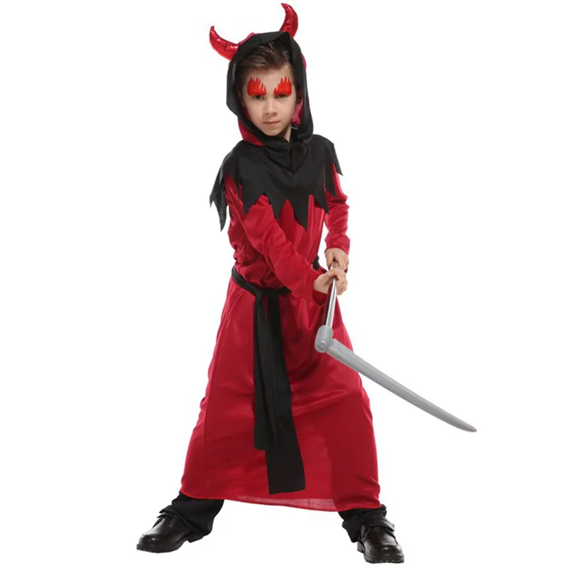 M-XL Boy Fiend Hell Devil Demon Cosplay Children Halloween Azrael Death ...