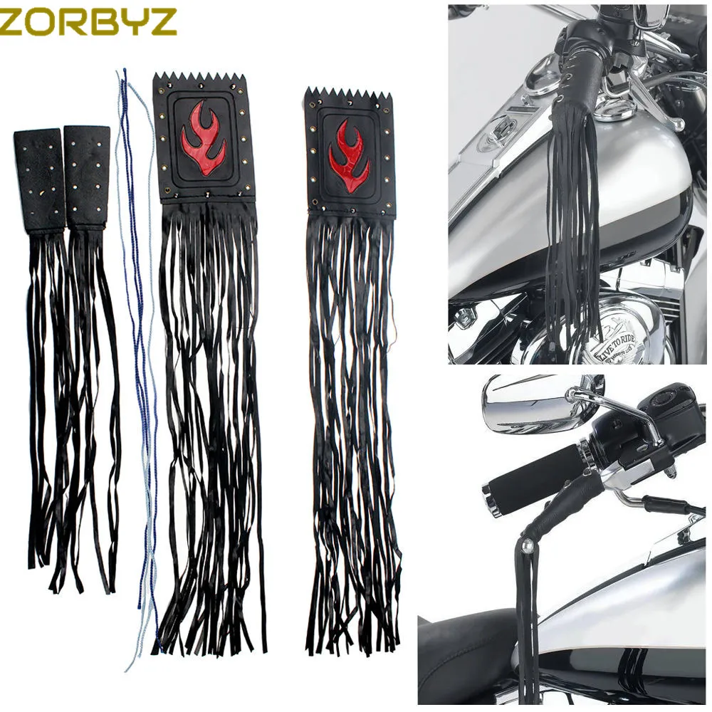 ZORBYZ-Motorcycle-Black-Flame-Faux-Leather-Grip-Lever-Cover-Handlebar ...