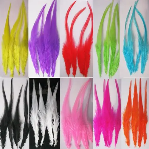 200pcs/lot Multi-color Chinese Rooster Hackle Feathers 6-8inches (15 ...