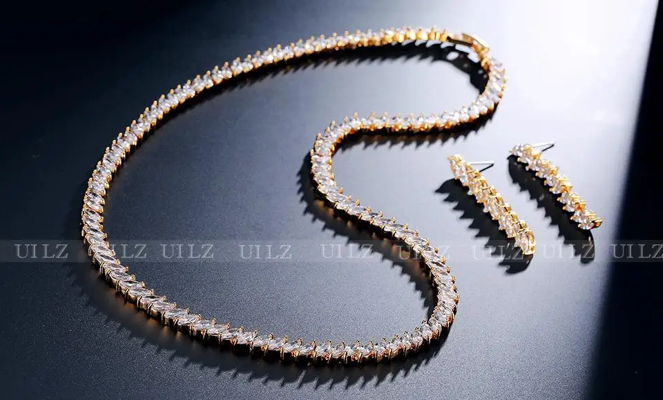 UILZ Trendy Gold Plated Bridal Simulated Diamond Wedding Jewelry Sets ...