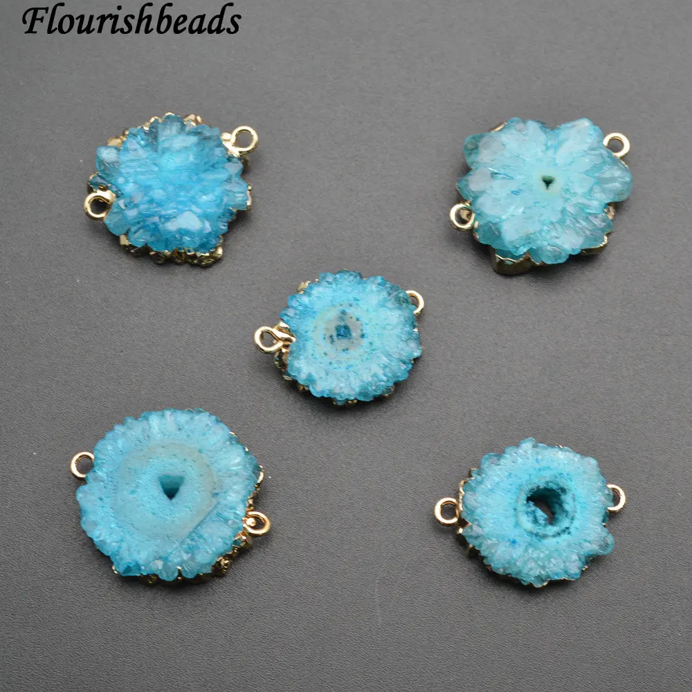 Flat Oval Blue Druzy Quartz Two Loops Stone Jewelry Connectors Gold ... Flat Oval Blue Druzy Quartz Two Loops Stone Jewelry Connectors Gold ...
