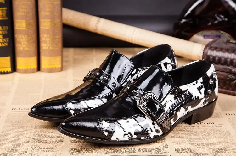 New Imitate Genuine Leather Men Oxford Shoes Pointed Toes Patchwork Mix ...