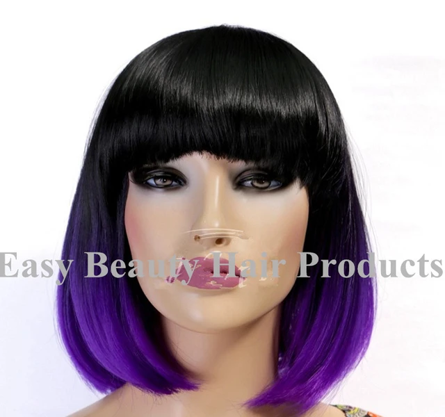 Short Black And Purple Ombre Hair