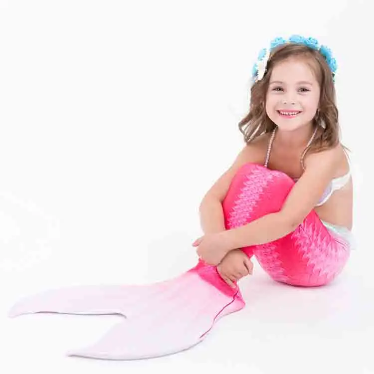 3pcs Girls Swimming Mermaid Tail Costumes With Monofin Flipper Ariel ...
