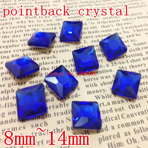 Dark Cobalt COLOR Princess Square Glass Crystal Fancy Stones For ...