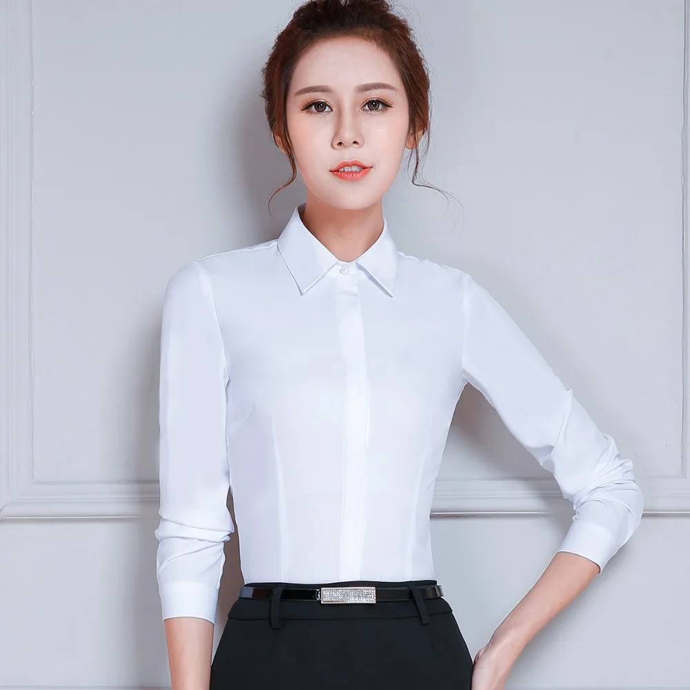 Women summer fall 2018 elegant White Blouse Female Shirts Ladies work ...