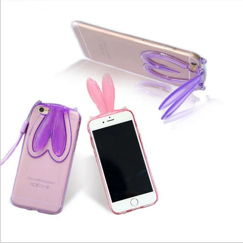 Lovely Fashion Cute Transparent Soft Silicone TPU Rabbit ear scaffold ...