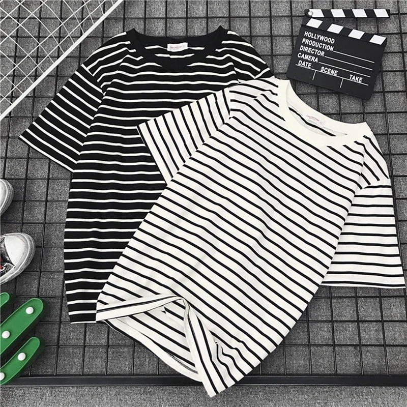Summer Black White Stripe Fashion Tshirt Short Sleeve Classic T Shirt summer-black-white-stripe-fashion-tshirt-short-sleeve-classic-t-shirt