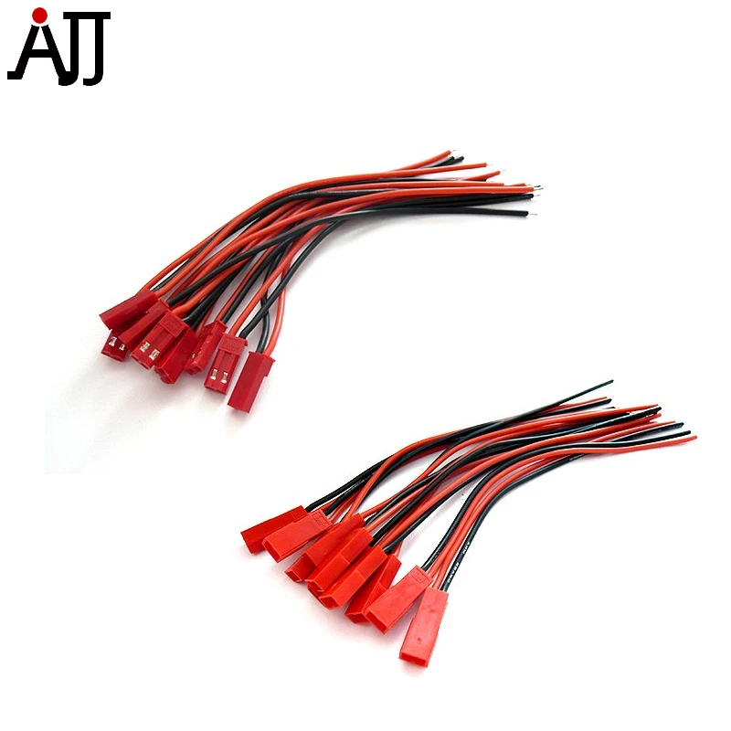 10PCS-Silicone-22AWG-100mm-JST-Connector-Plug-Lead-Wire-Female-Male-for ...