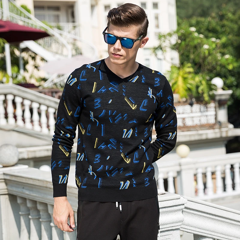 Mens Chandails Automne Et D'hiver Casual tricots Pulls Hommes Classique ...