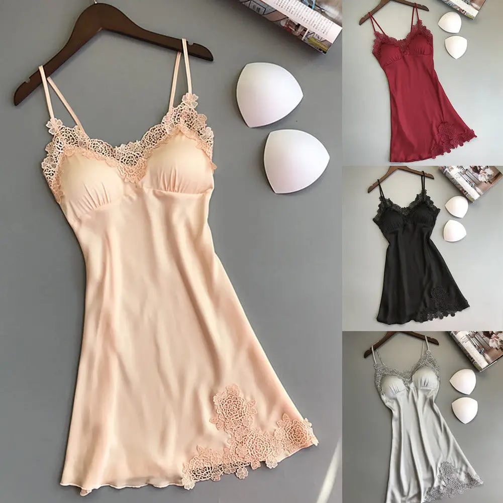 Lencería de encaje sin mangas para mujer, camisón de satén, picardías, ropa de dormir íntima ...