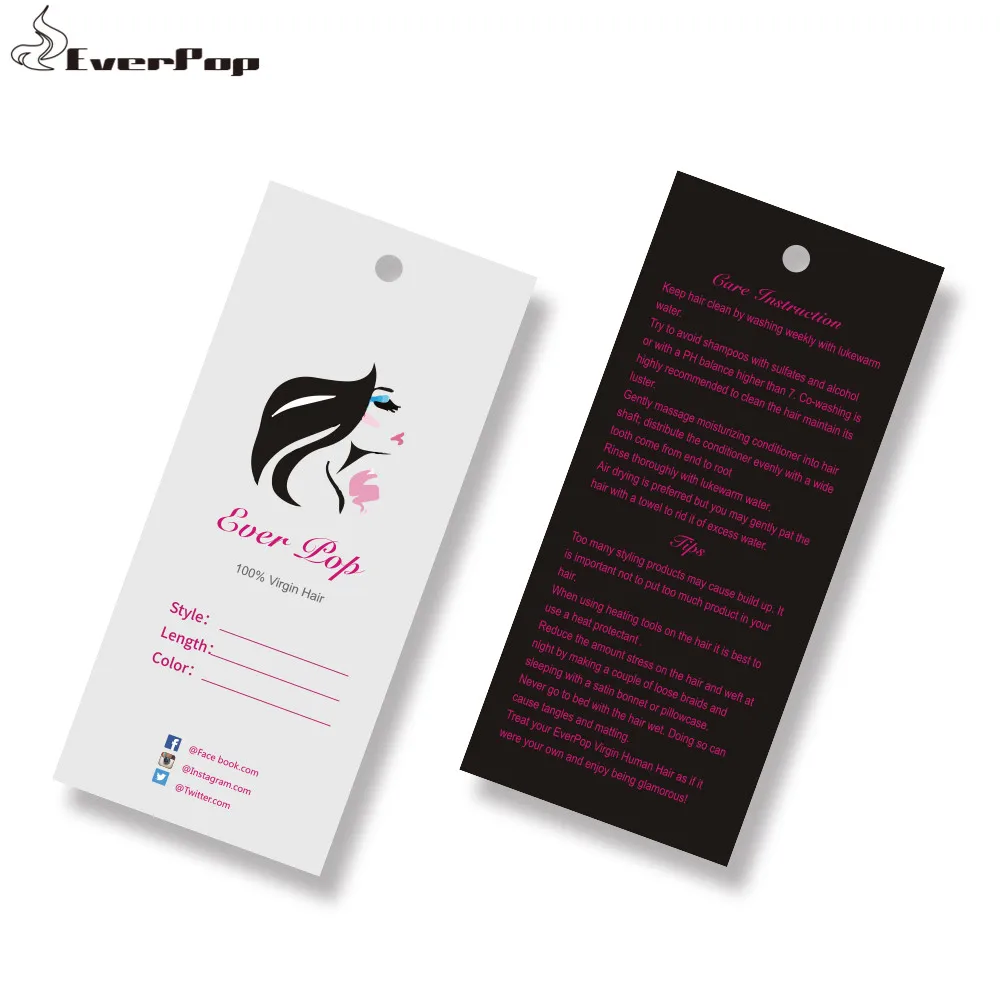 1000 Custom Name Virgin Exrensions Hair Price Paper Hang Tag,Customized ...