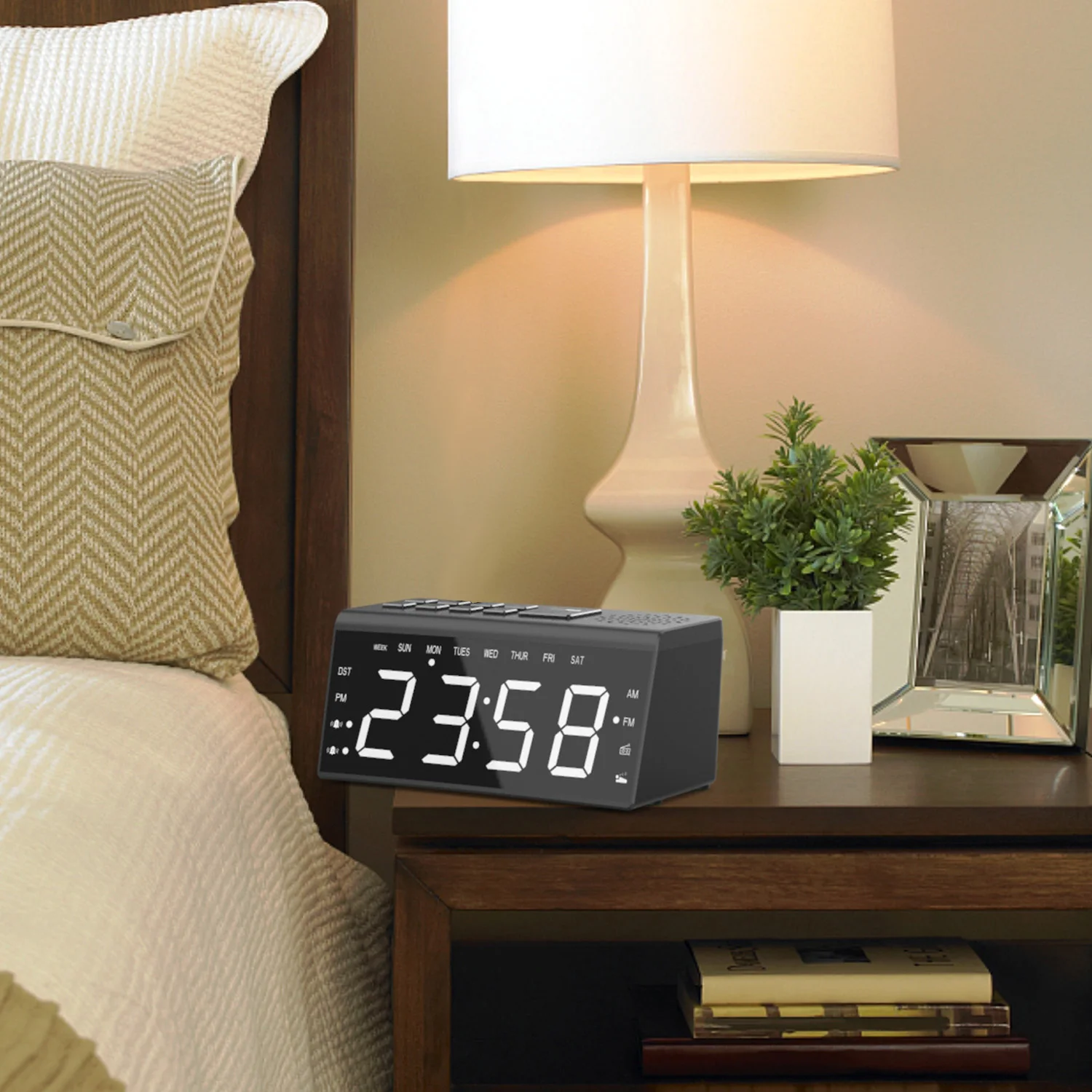 Reloj despertador FM AM Digital rojo LED relojes con pantalla Radio ...