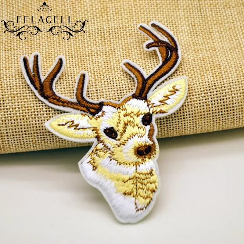FFLACELL 10Pcs Elk Deer Embroidered Patch Iron On Patch Sewing Animal ...