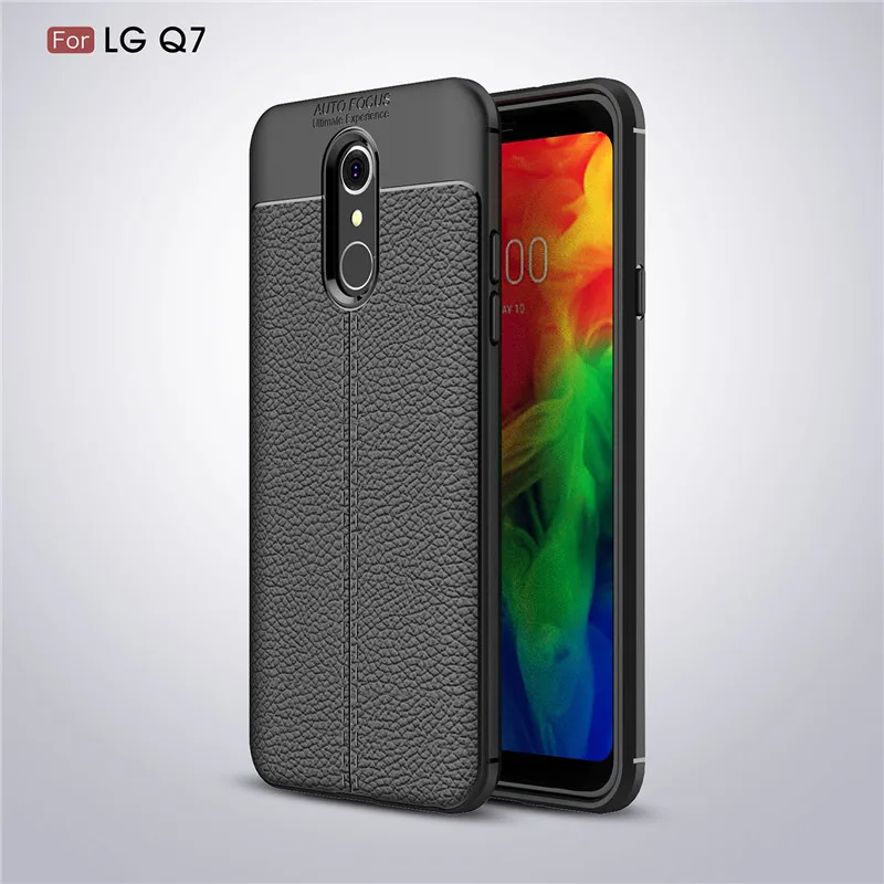 For LG Q7 Luxury Phone Shockproof Lichi Leather Case LG Q 7 Q7 LGQ7 ...