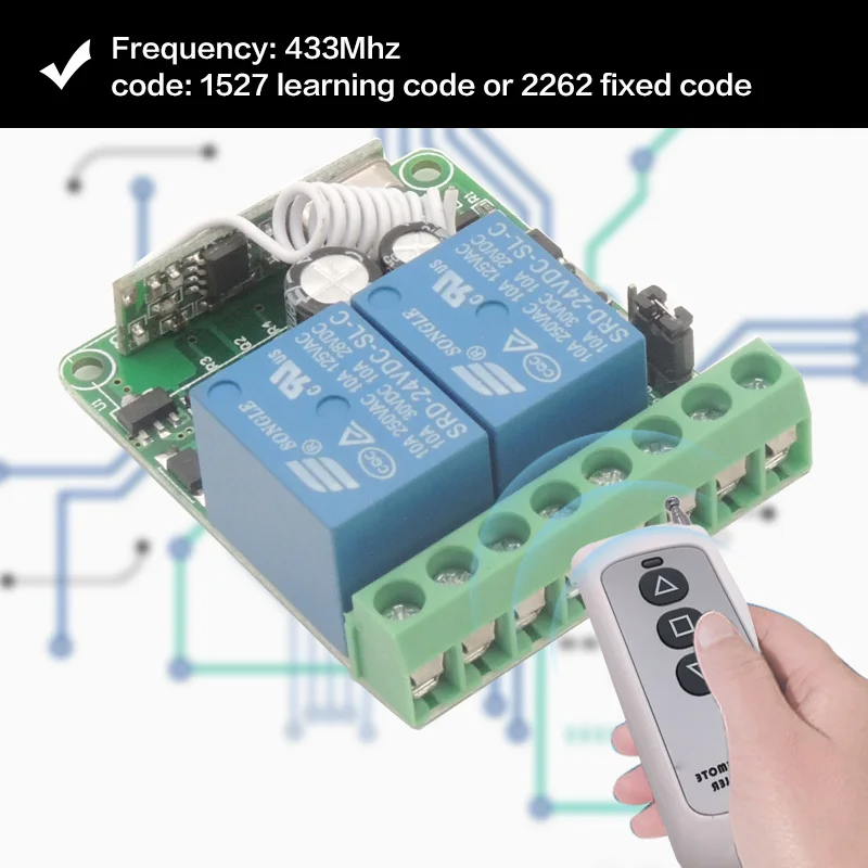 433MHz Universal Remote Control rf Relay 12V 10A 2CH Receiver and ...