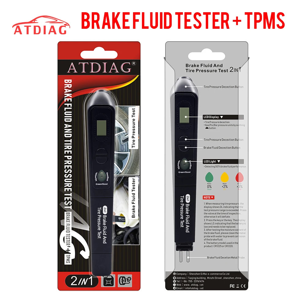 Original Brake Fluid & Tire pressure 2in1 Fluid Tester Car Diagnostic ...