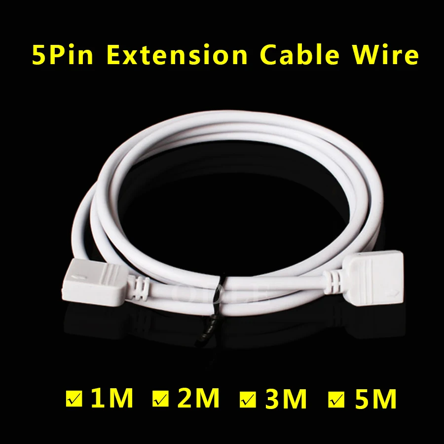 1m 2m 3m 5m 5 Pin Led Connector Extension Cable Cord Wire With 5pin For