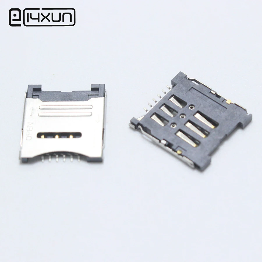 2pcs 6pin Sim Card Jack Downshell Micro Card Flip Type 1.8h 6p Gold ...