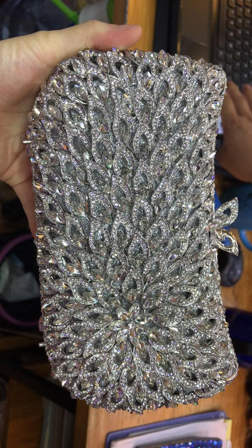 2019 new silver/gold Clutches crystal Diamond Evening Box bags women ...