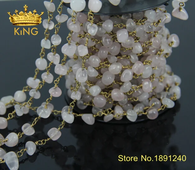 5Meter/Lot Pink Quartz Rosary Style Beaded Chain,Gold plated Wire ...