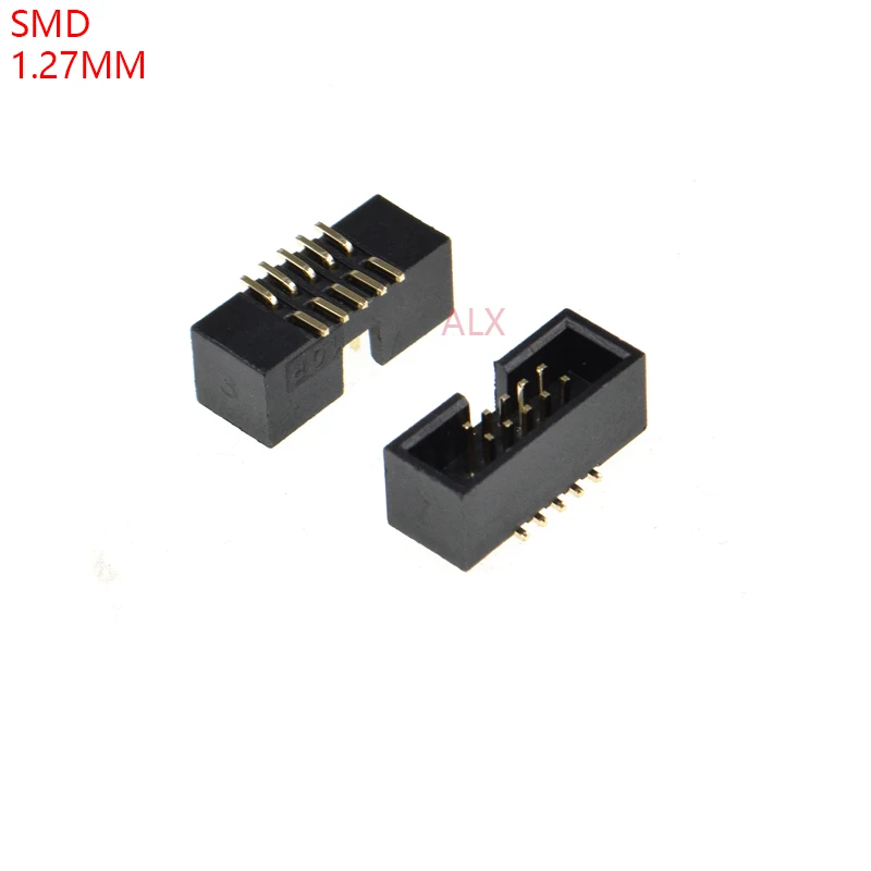 10pcs SMT 10 PIN 1.27MM pitch MALE SOCKET straight idc box headers PCB CONNECTOR DOUBLE ROW SMD ...