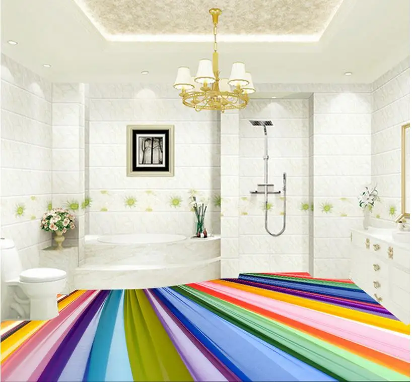 3d flooring Modern Colorful Rainbow Colorful Living Room 3D Floor pvc ...