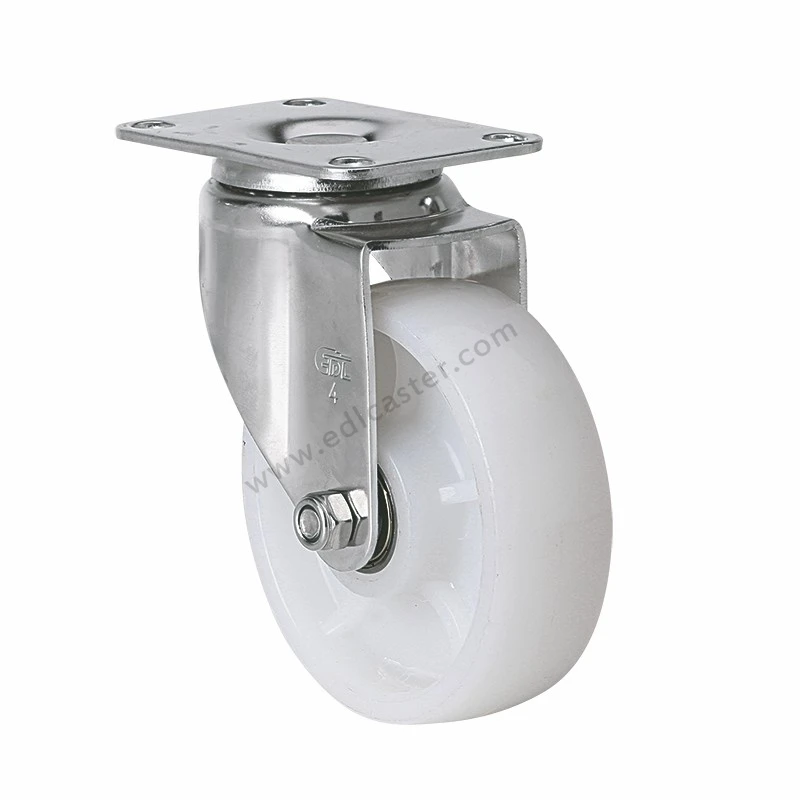 1PC EDL Medium Duty 4 Inch Stainless Steel Casters Wheels 150Kg Nylon ...