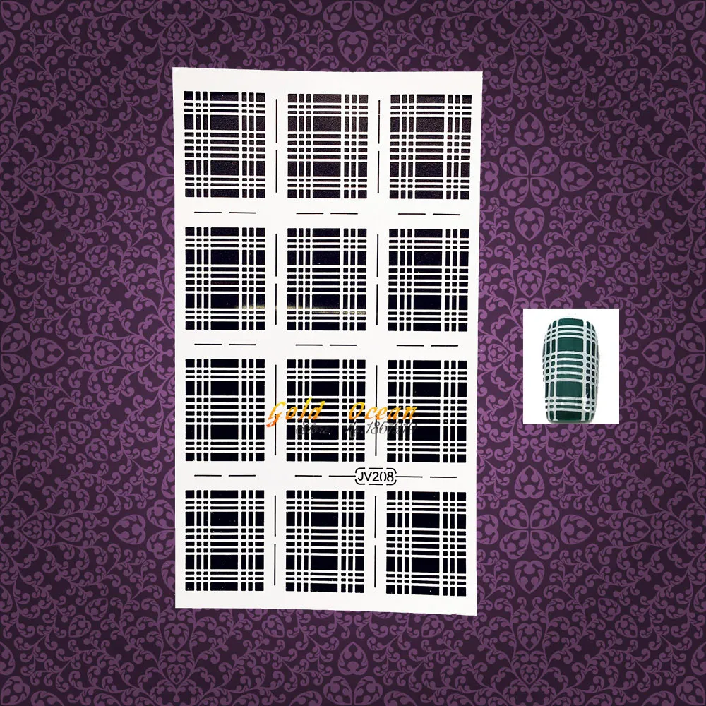 1pc Large Beauty Mesh Grid Design White Holo Nail Vinyls Polish Tips ...