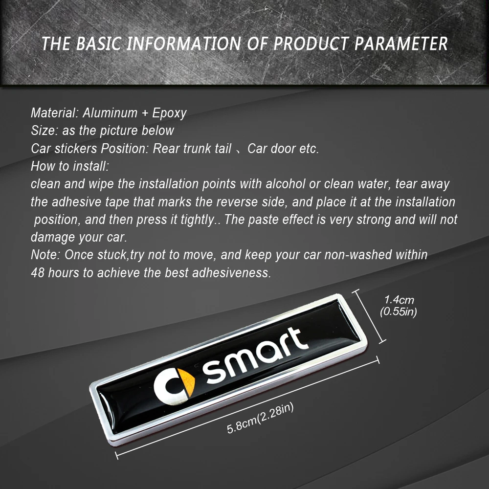 Side Sticker Body Emblem Creative for Smart Logo Fortwo 450 Roadster ...