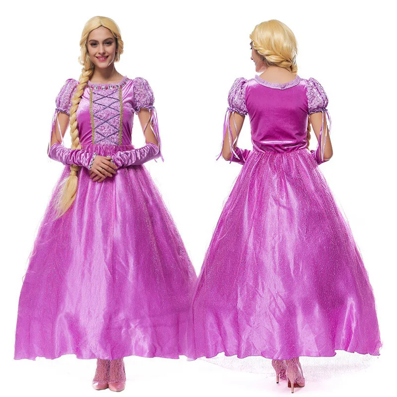 Adult Women Halloween Rapunzel Princess Costume Long Purple Vintage ...