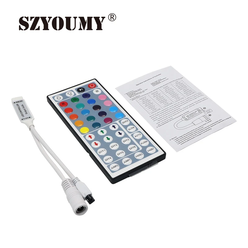 SZYOUMY 미니 RGB LED 컨트롤러 44 키 IR 원격 제어 RGB LED 스트립 100 Sets|mini rgb led ...