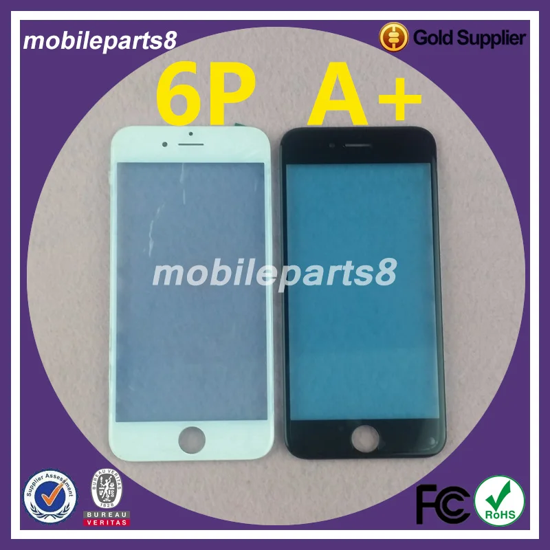 10pcs/lot free shipping Glass with frame for iPhone 6 plus Front Screen ...
