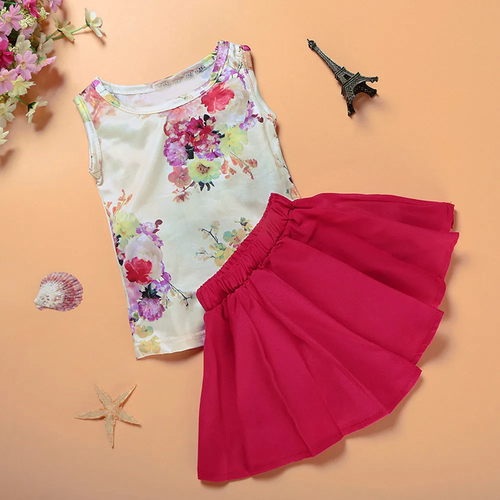 Children Clothing Floral Baby Kids Girl Dress Sleeveless Top T Shirt ...