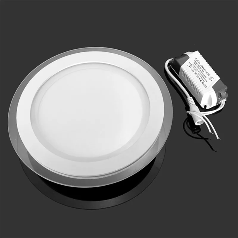 Round-LED-Ceiling-Light-6W-9W-12W-18W-Recessed-Panel-Ceiling-Lamp-Glass ...