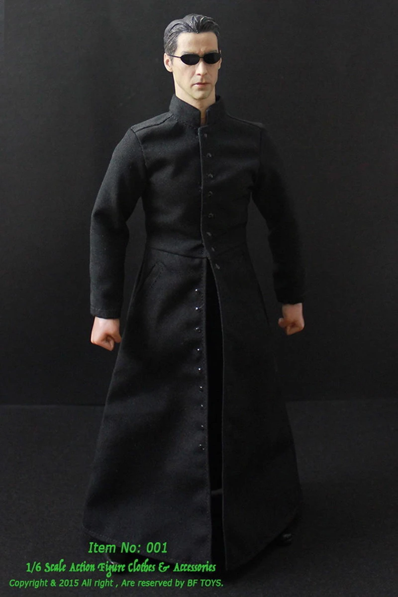 Scale 1:6 Model The Matrix Neo Keanu Reeves Black Coat Clothing Suits ...