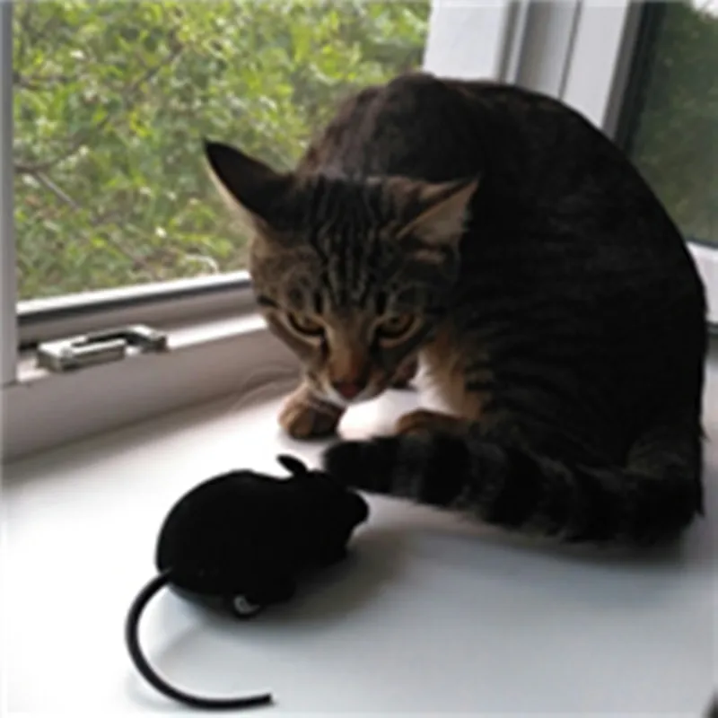 Black White Funny Pet Cat mice Toy Wireless RC Gray Rat Mice Toy Remote ...