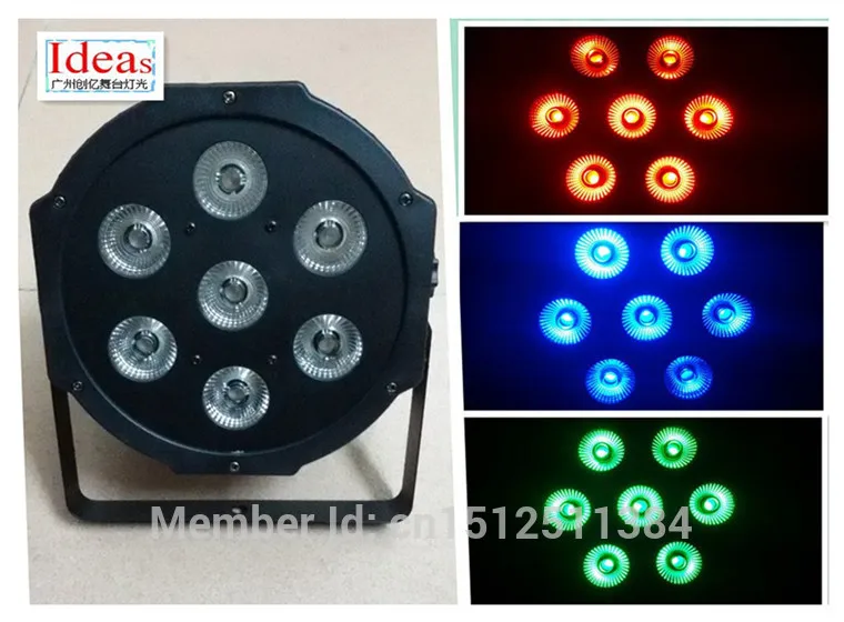 7x9w Top Stage Uplighting LED Flat Par RGB Tri 7 No Noise 3/7 Channels ...