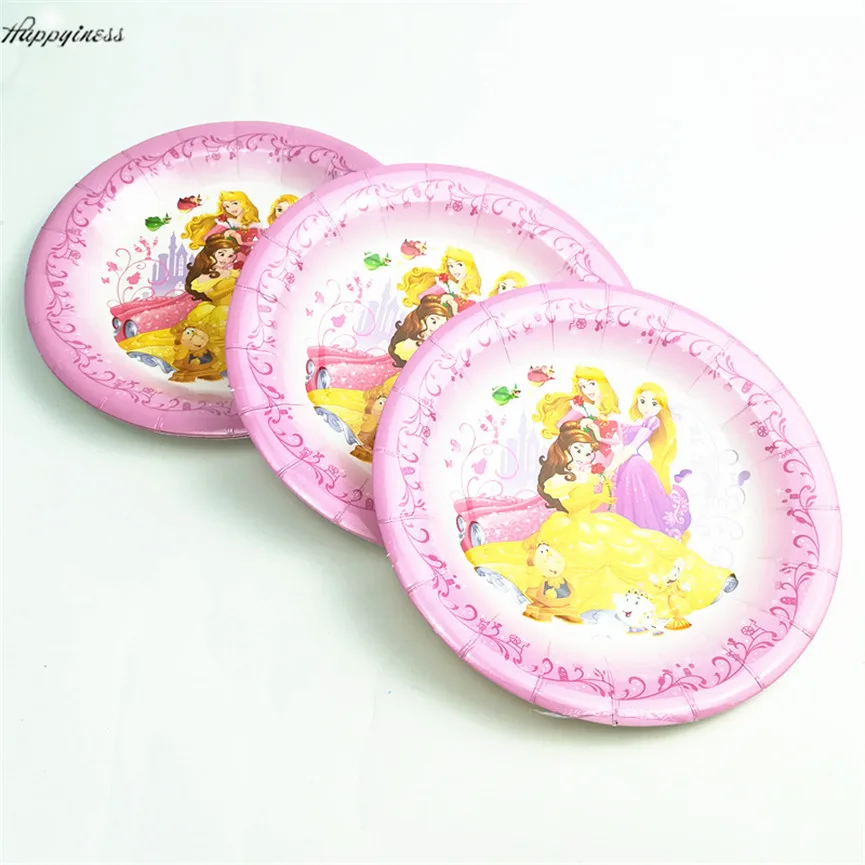 6pcs/lot 7 inch princess paper plates kids plates happy birthday party ...