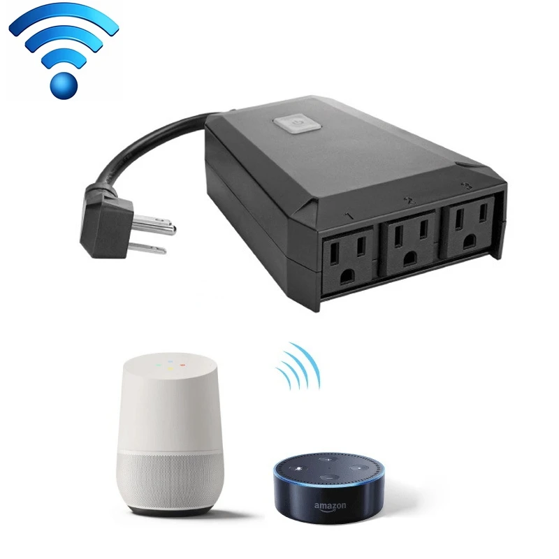 Smart home 3 US Sockets IP44 WiFi Smart Power Plug Socket, Compatible ...