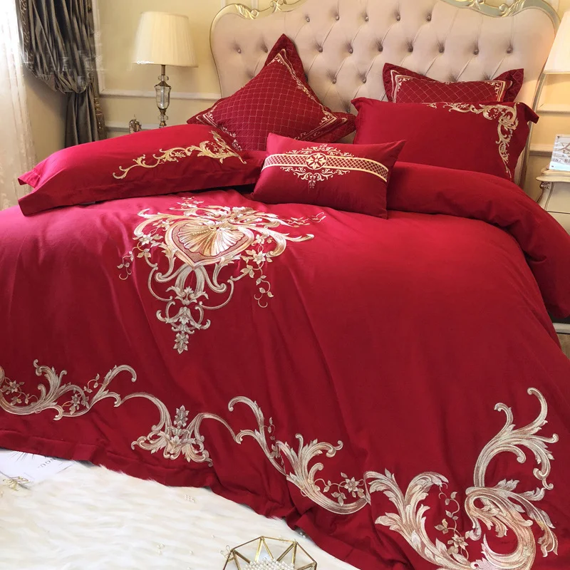 Luxury White Golden 100s Egyptian Cotton Royal Bedding Sets Queen King
