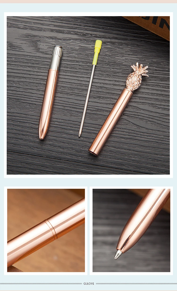 Stylo,Stylo or Rose 1.0mm stylo à bille en métal nouveau stylo ananas ...