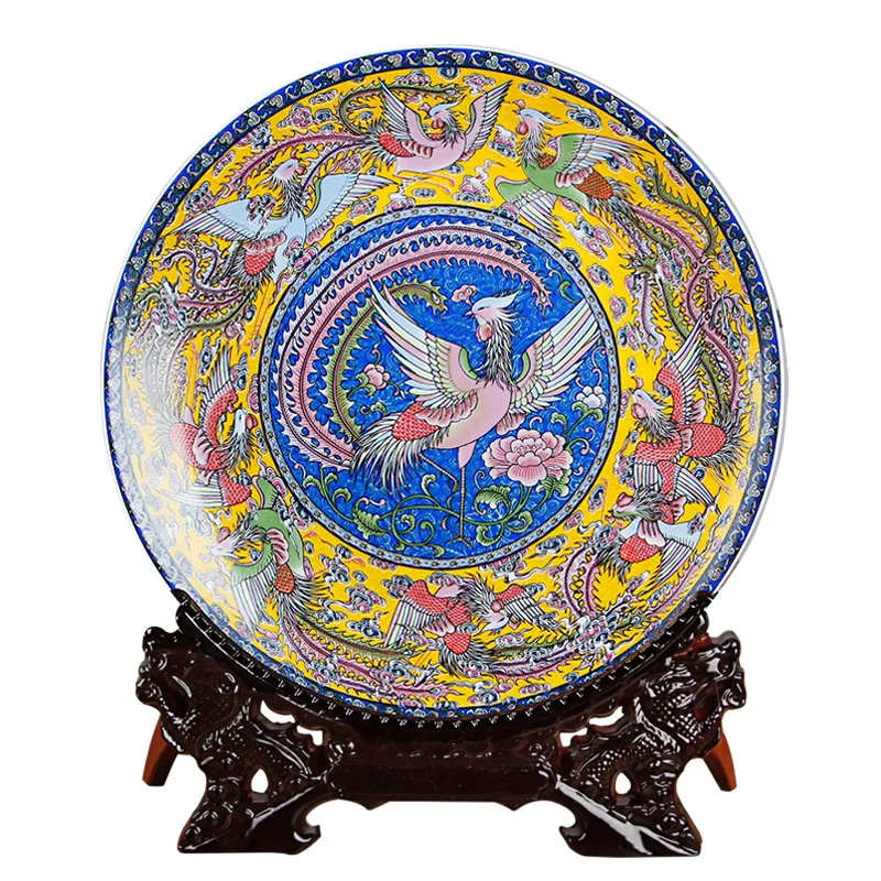 Fengshui Art Ceramic Ornamental Plate Ancient China Ninepheonix ...