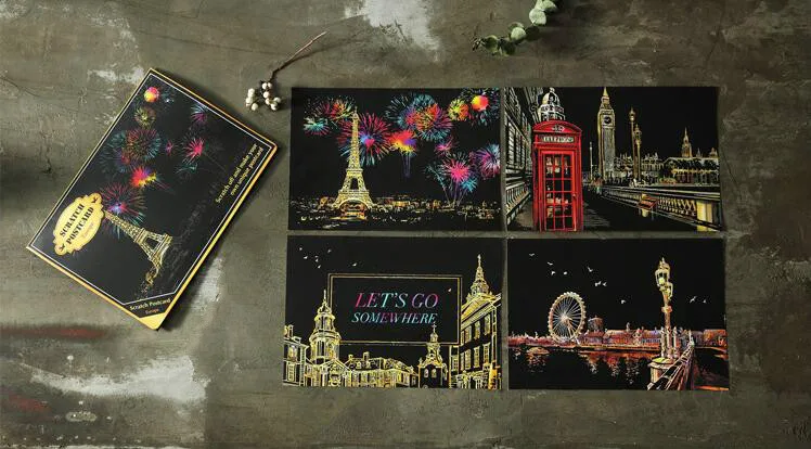 Dessin - Graphisme,Lot de 4 papiers pour peinture magique à gratter ...